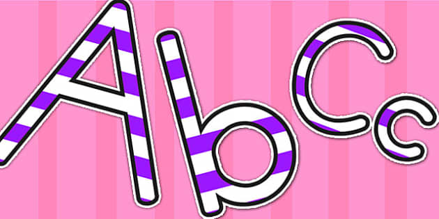 Stripey Purple Display Lettering (teacher made) - Twinkl