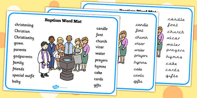 Baptism Word Mat - baptism, word mat, word, mat, christianity