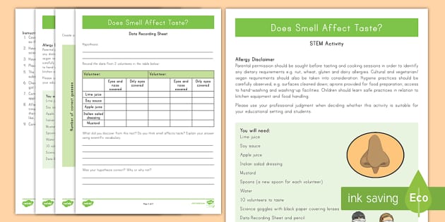 Does Smell Affect Taste? STEAM Activity (teacher made)