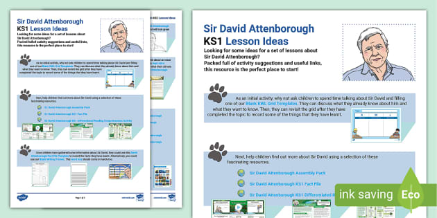 Sir David Attenborough KS1 Lesson Ideas (teacher made)