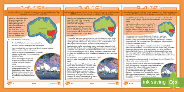 NSW Differentiated Comprehension Sheets - Year 3 HASS