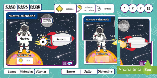 Calendario para sala Espacial - XL (teacher made) - Twinkl