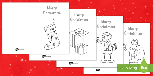 FREE Merry Christmas Coloring Cards (teacher made) - Twinkl