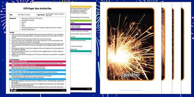 EYFS Filter Paper Fireworks Finger Gym Plan and Resource Pack