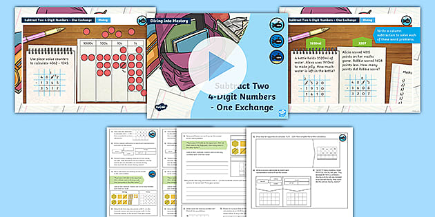 👉 White Rose Compatible Y4 Subtract Two 4-Digit Numbers (2)