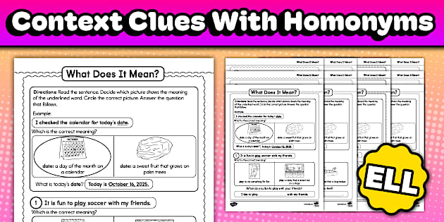 ESL Context Clues With Homonyms Worksheets | Twinkl USA