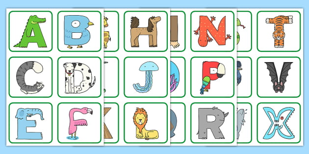 Editable Animal Alphabet Square Peg Labels (teacher made)