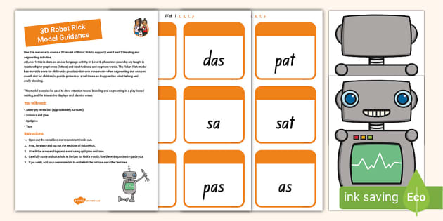 Twinkl Phonics Level 2 Real and Nonsense Words to Use with Robot Rick