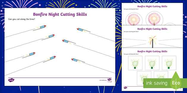 Bonfire Night Cutting Skills Worksheet Resource Pack