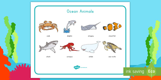 Ocean Animals Word Mat (teacher made)