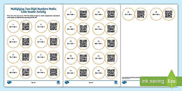 KS2 Multiplying Two-Digit Numbers Maths Code Hunter Activity