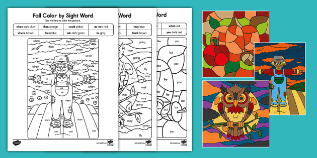 First Grade Fall Color by Sight Word Activity (teacher made)