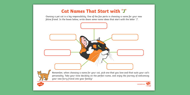 Cat Names That Start with 'J' Activity (teacher made)