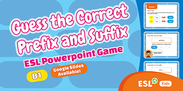 ESL Guess the Correct Prefix and Suffix Game [Kids, B1]