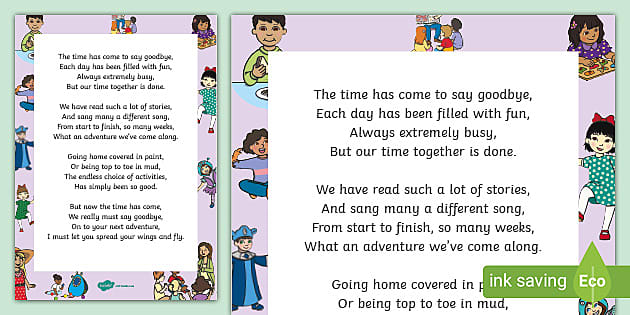 Leaving Nursery Poem teacher Made 