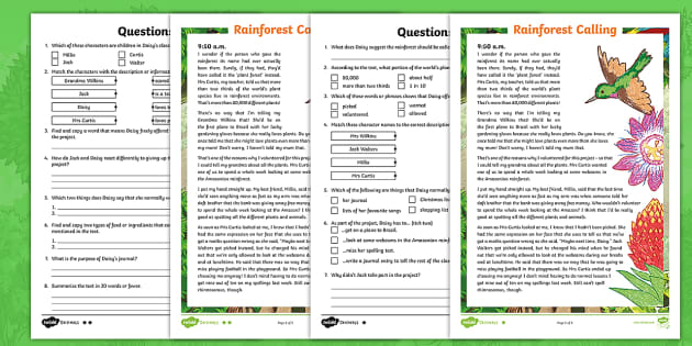 Rainforest Calling Diary Reading Comprehension KS2 Activity Rainforest Calling Diary Reading Comprehension KS2 Activity