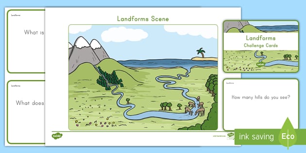 Landforms Scene and Question Cards (teacher made)
