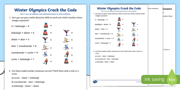 Winter Olympics Crack the Code Worksheet / Worksheet