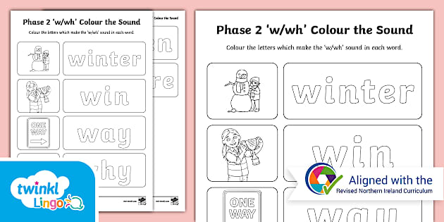 Linguistic Phonics Phase 2 'w/wh' - Colour the Sound