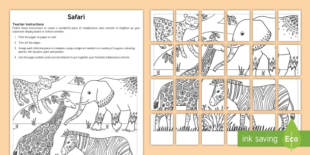 Safari Mindfulness Collaborative Colouring Activity Pack