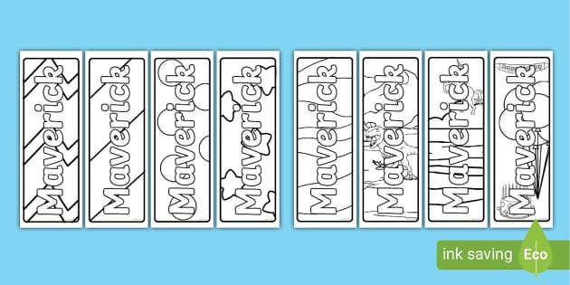 Maverick Name Simple Colouring Bookmarks (Teacher-Made)