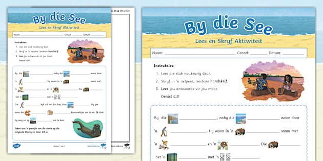By Die See Lees en Skryf Aktiwiteit (teacher made) - Twinkl