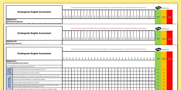 Australian Curriculum NSW Kindergarten English Assessment