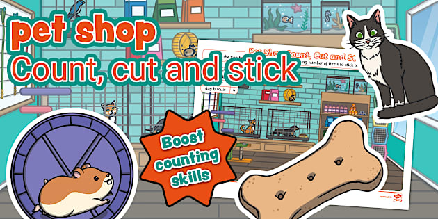 * NEW * Pet Shop Count, Cut and Stick