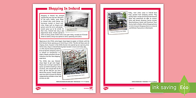 Shopping in Ireland - Fact File - Twinkl