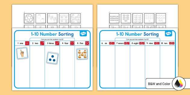 1-10 Number Sorting Mat (Hecho por educadores) - Twinkl