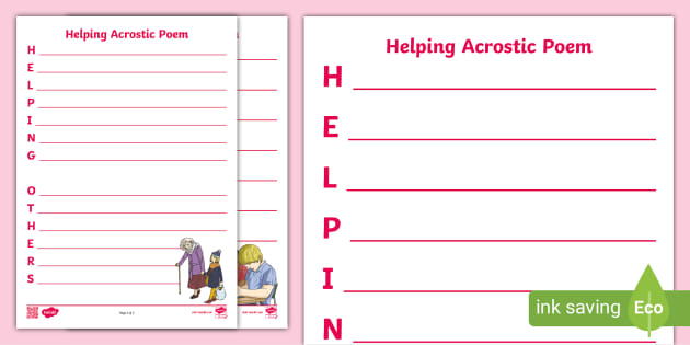 Helping Acrostic Poem (teacher made) - Twinkl
