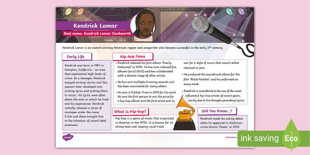 👉 Kendrick Lamar Fact File - KS2 (teacher made) - Twinkl 👉 Kendrick Lamar Fact File - KS2 (teacher made) - Twinkl