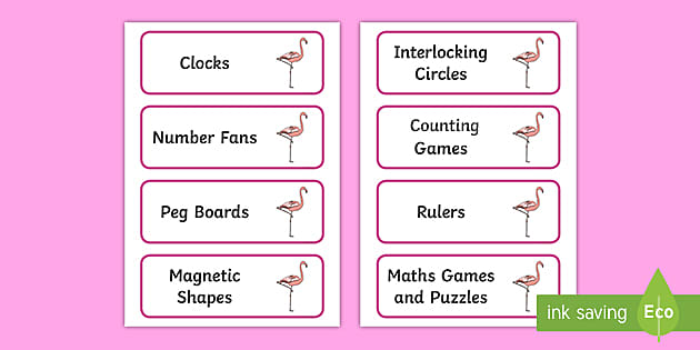 Flamingo Themed Editable Maths Area Resource Labels - Twinkl