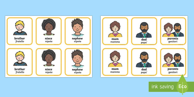 My Family Matching Cards English/Italian (teacher made)
