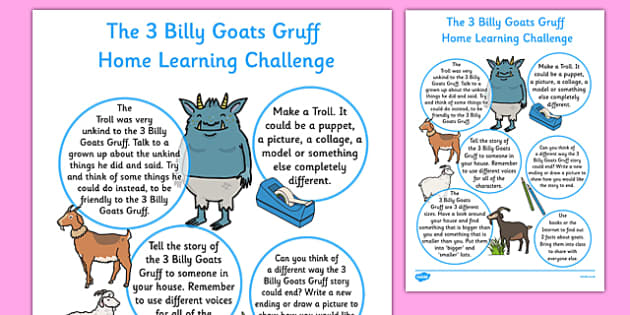 The Three Billy Goats Gruff Home Learning Challenges FS2