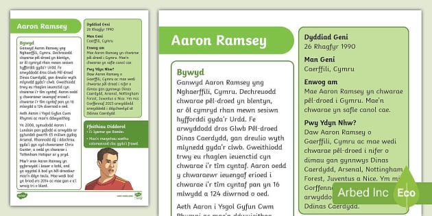 Ffeil Ffeithiau Aaron Ramsey (Teacher-Made) - Twinkl