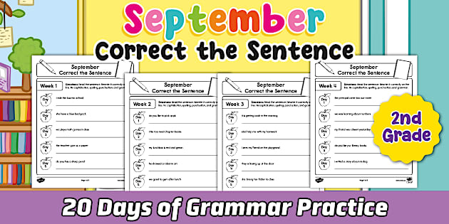 Second Grade Daily Correct the Sentence Grammar Practice