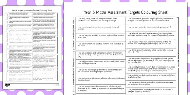 Year 6 Maths Targets Colouring Sheet (teacher made) - Twinkl