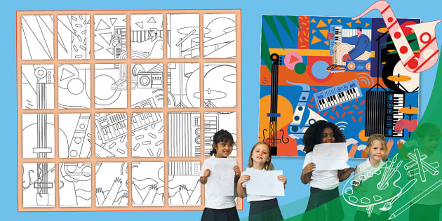 World Music Day Collaborative Colouring Activity - Twinkl