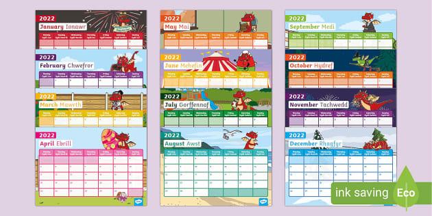 Bilingual Calendar 2022 and 2023/Calendr Dwyieithog 2022 a 2023