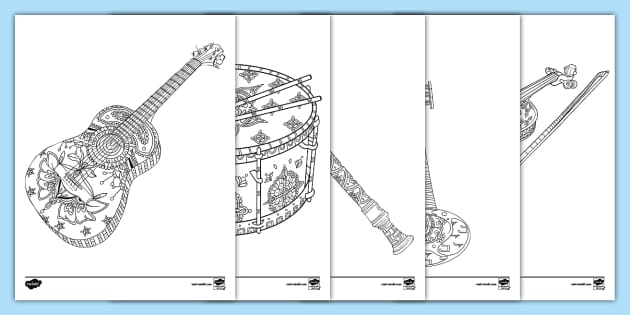instrument coloring pages for kids