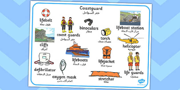 Coastguard Word Mat Arabic Translation - Twinkl Coastguard Word Mat Arabic Translation - Twinkl