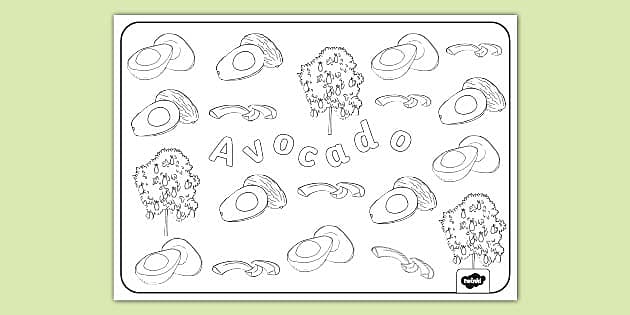 Avocado Doodle Colouring Page (teacher made) - Twinkl