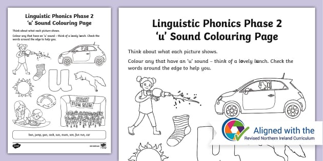 Linguistic Phonics Phase 2 'u' Sound Colouring Page