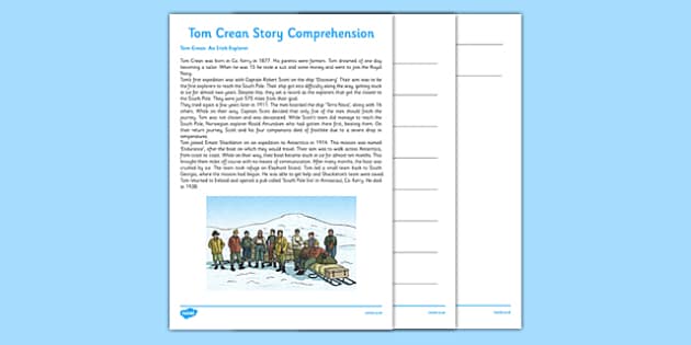 Tom Crean Reading Comprehension Activity (teacher made)