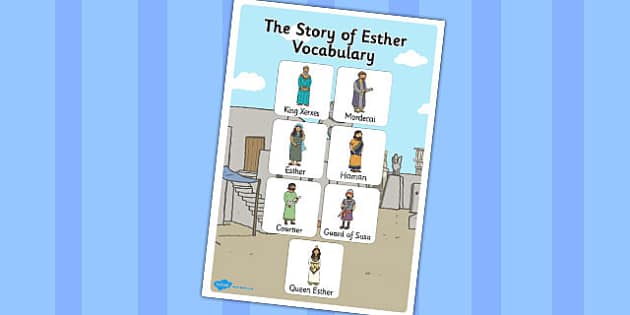 The Story of Esther Bible Story Vocabulary Poster - posters