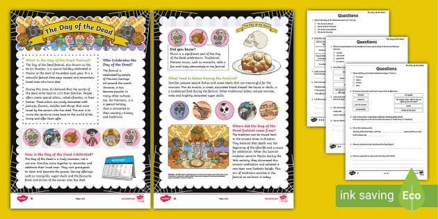 LKS2 Day of the Dead Reading Comprehension Activity - Twinkl