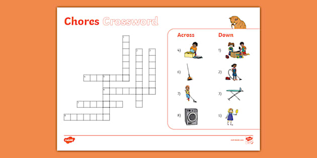 Chores Crossword (Hecho por educadores) - Twinkl