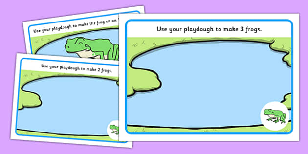 Basic Counting Frogs Playdough Mats - counting playdough mats