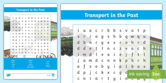 Transport in the Past Word search History 5th/6th Class